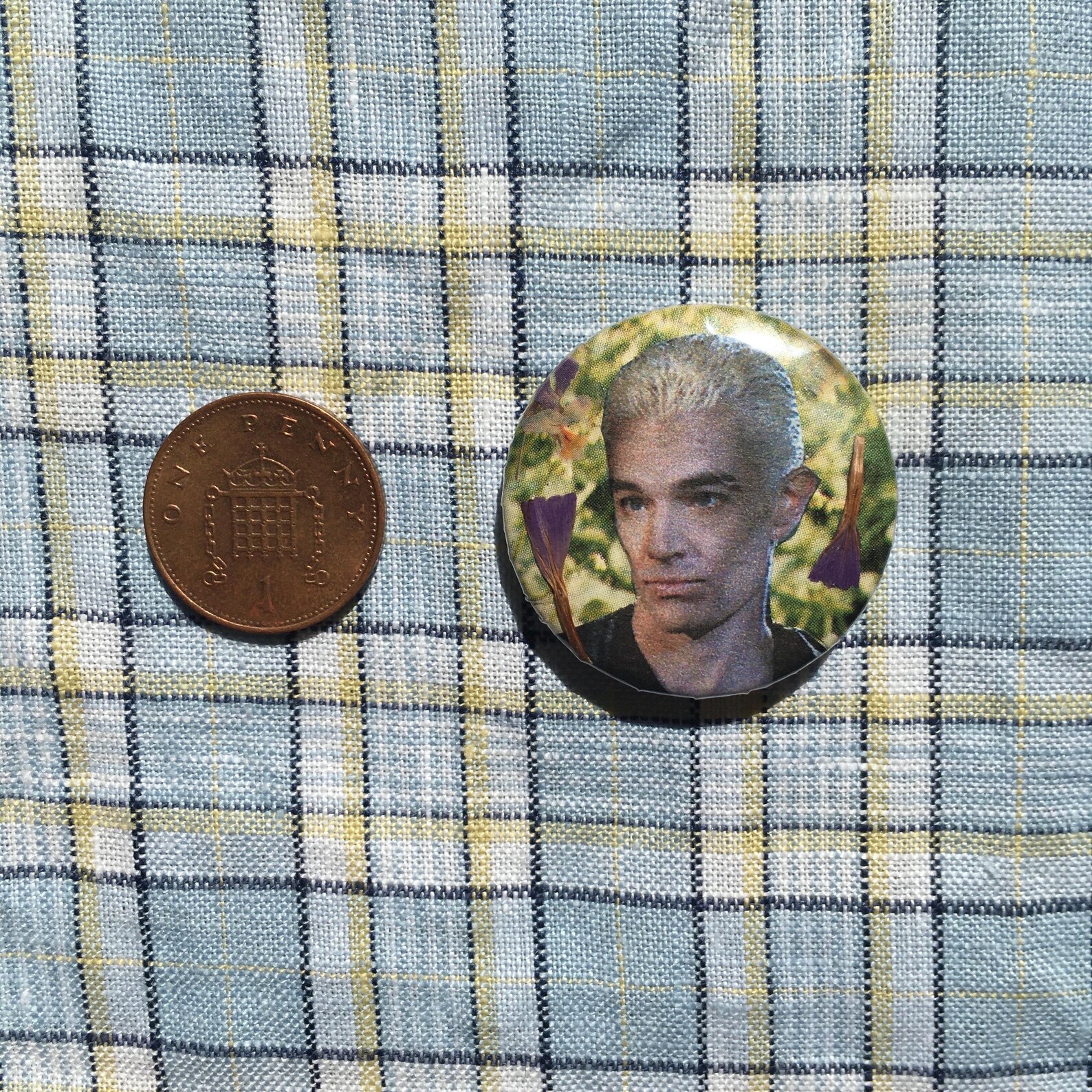 Spike Pin Badge, Handmade Collage Button Badge, Buffy the Vampire ...