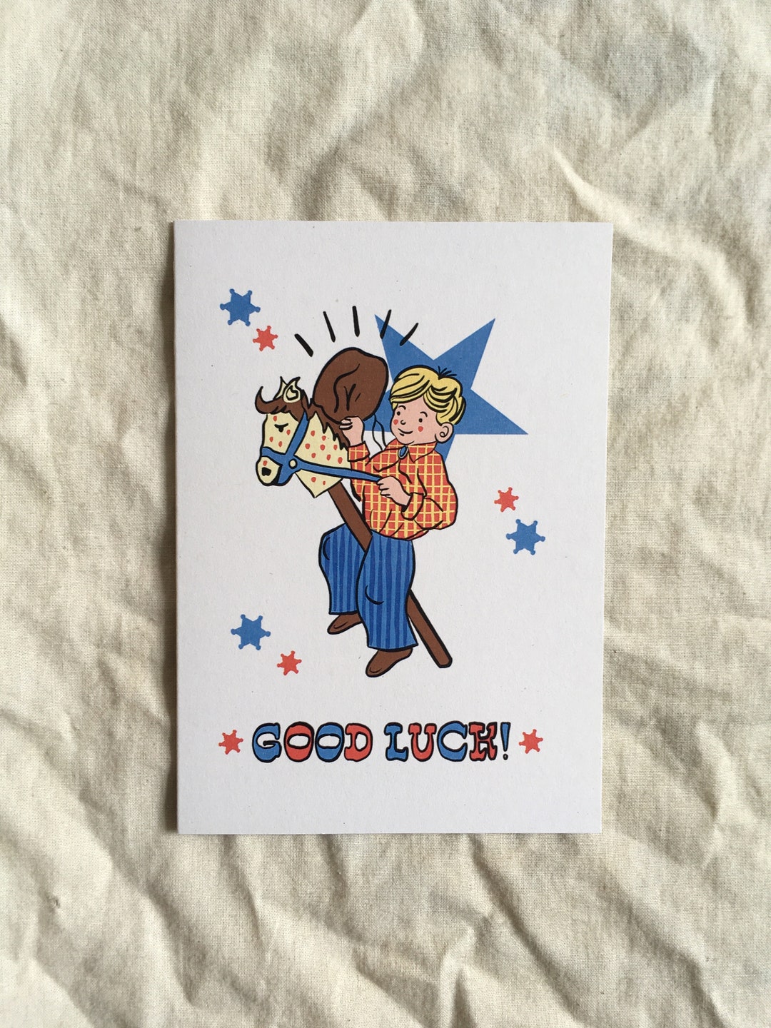 Good Luck Cowboy Greetings Card, A6, Illustrated Card - Etsy