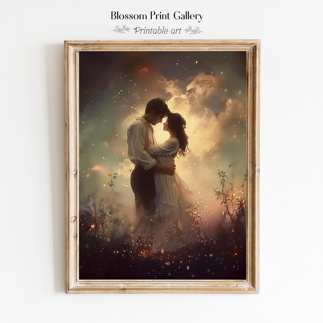 Magical Love Wall Art Love Couple Oil Painting Romantic Printable Night ...
