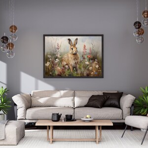 Vintage Rabbit Painting Rustic Hare Art Nursery Wall Decor Spring ...