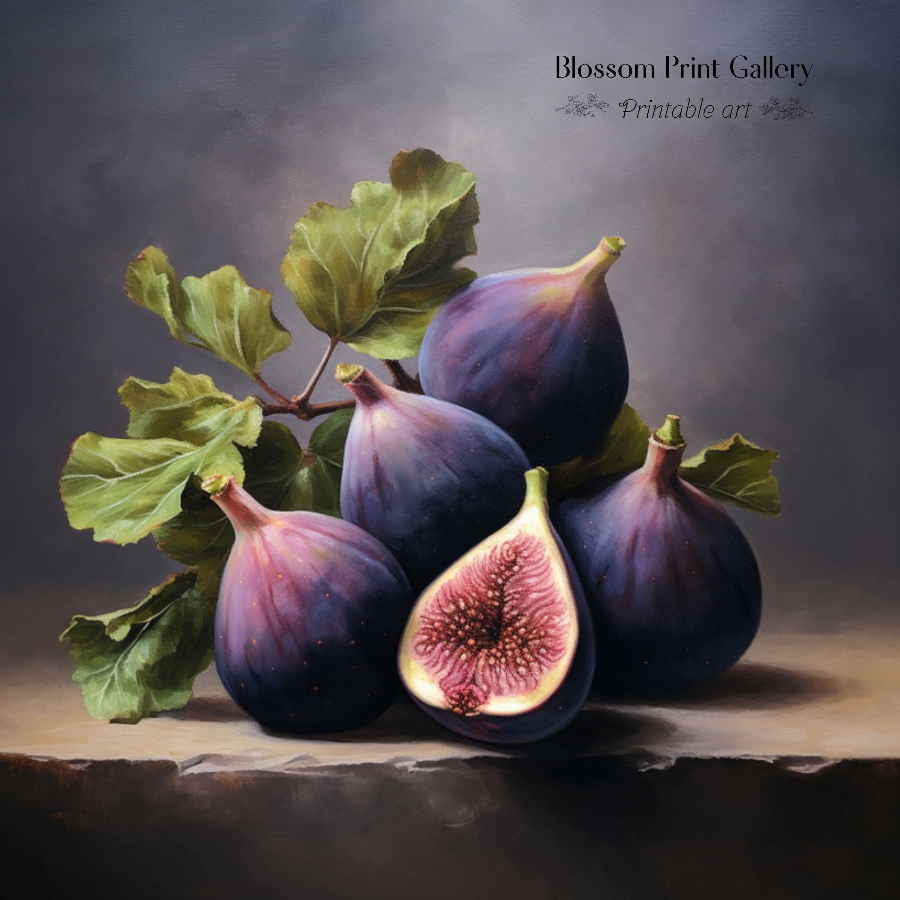 Moody Figs Painting Vintage Fruit Still Life Kitchen Home Decor Oil ...