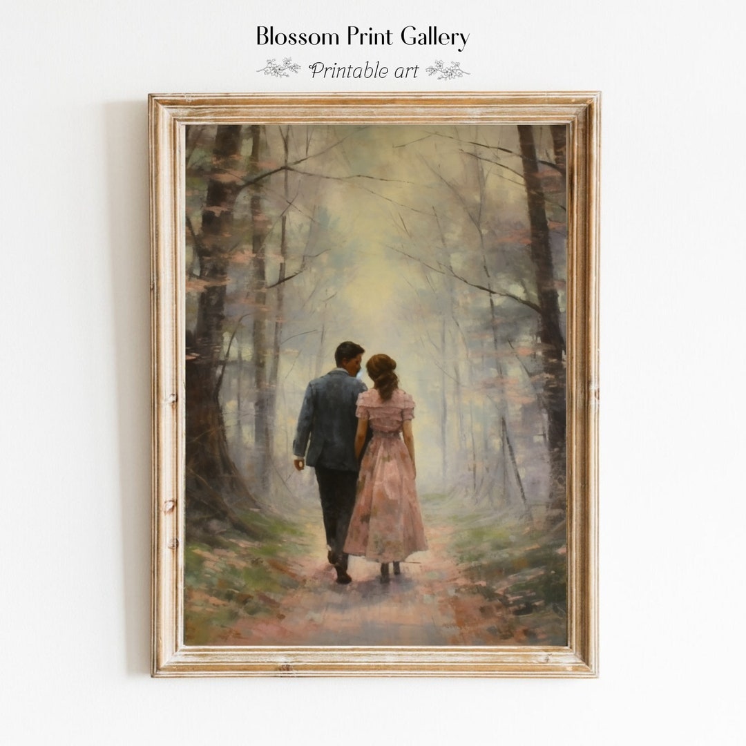 Antique Love Wall Art Vintage Romantic Couple Oil Painting Romantic ...