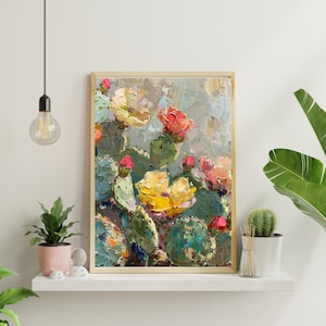 Cactus Girly Printable Wall Art Still Life Oil Painting Farmhouse Decor ...