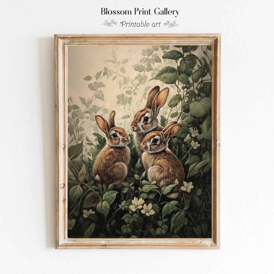 Vintage Style Bunny Painting, Rustic Hare Art, Easter Nursery Wall Art ...
