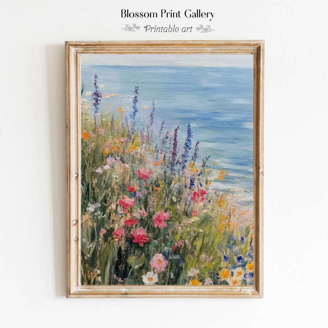 Coastal Colorful Wildflower Printable, Summer Beach Landscape Print ...