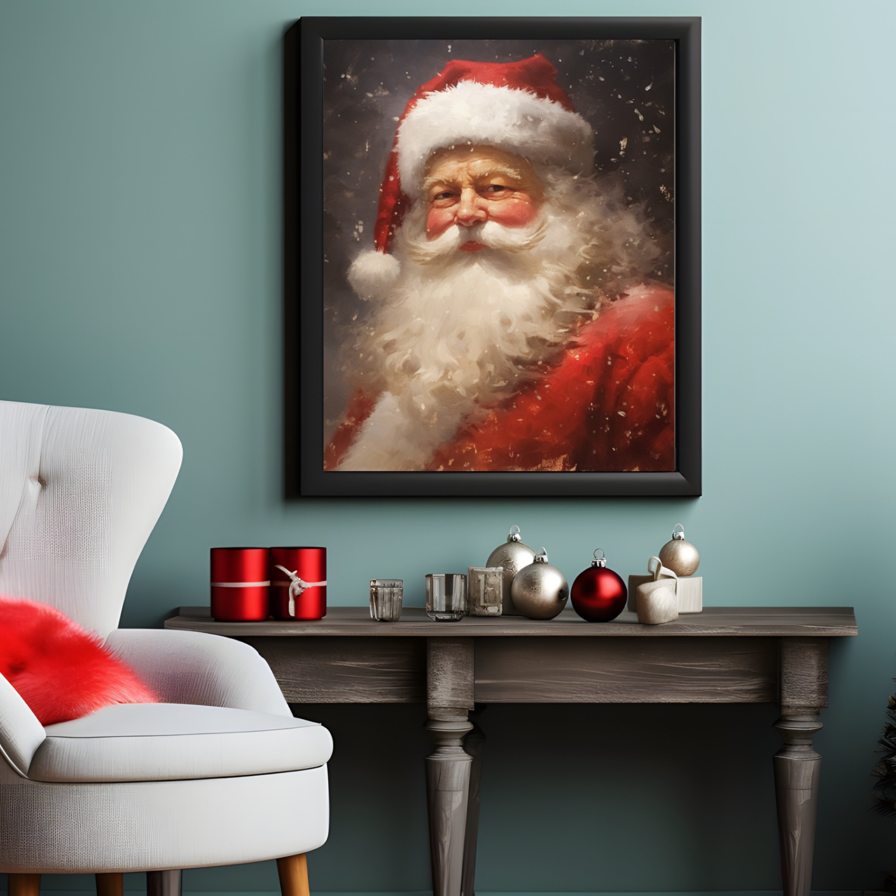 Santa Portrait Vintage Printable Christmas Wall Art Santa Claus Decor ...