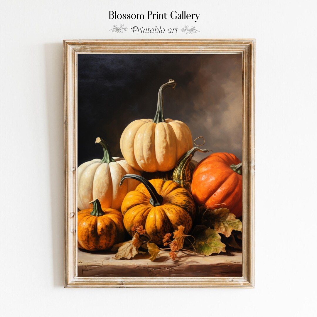 PRINTABLE Halloween Vintage Wall Art Fall Pumpkins Print Neutral Wall ...