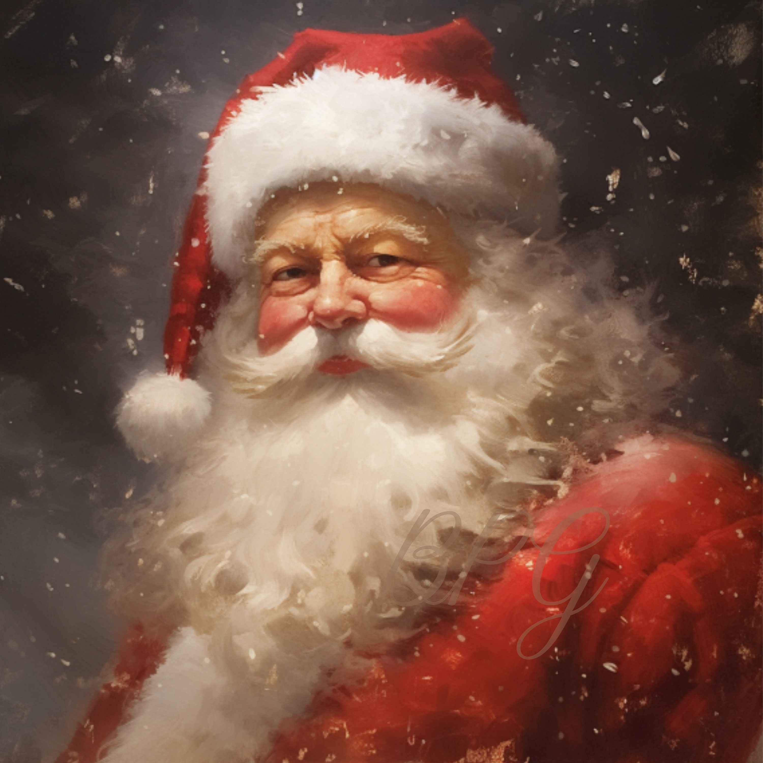 Santa Portrait Vintage Printable Christmas Wall Art Santa Claus Decor ...