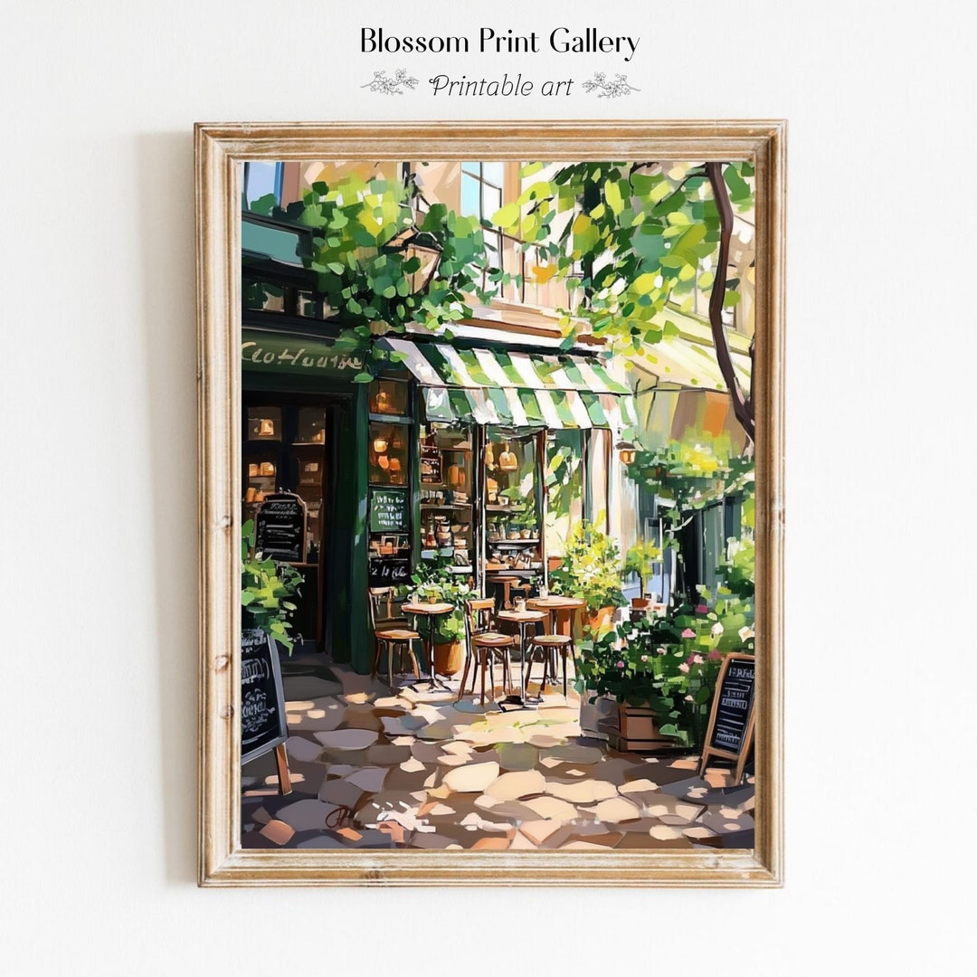 Timeless Coffee Shop Art, French Cafe Painting Art Print, Coffee Shop ...