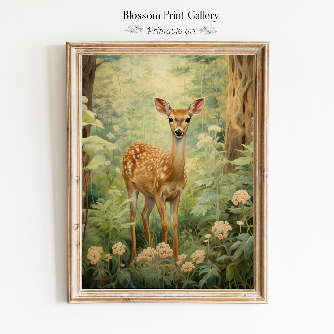 William Morris Fawn Painting Rustic Deer Art Nursery Wall Decor ...