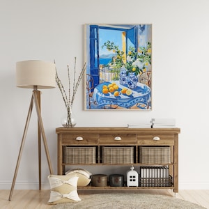 Mediterranean Still Life Paint Lemon Art Summer Farmhouse Decor Kitchen ...