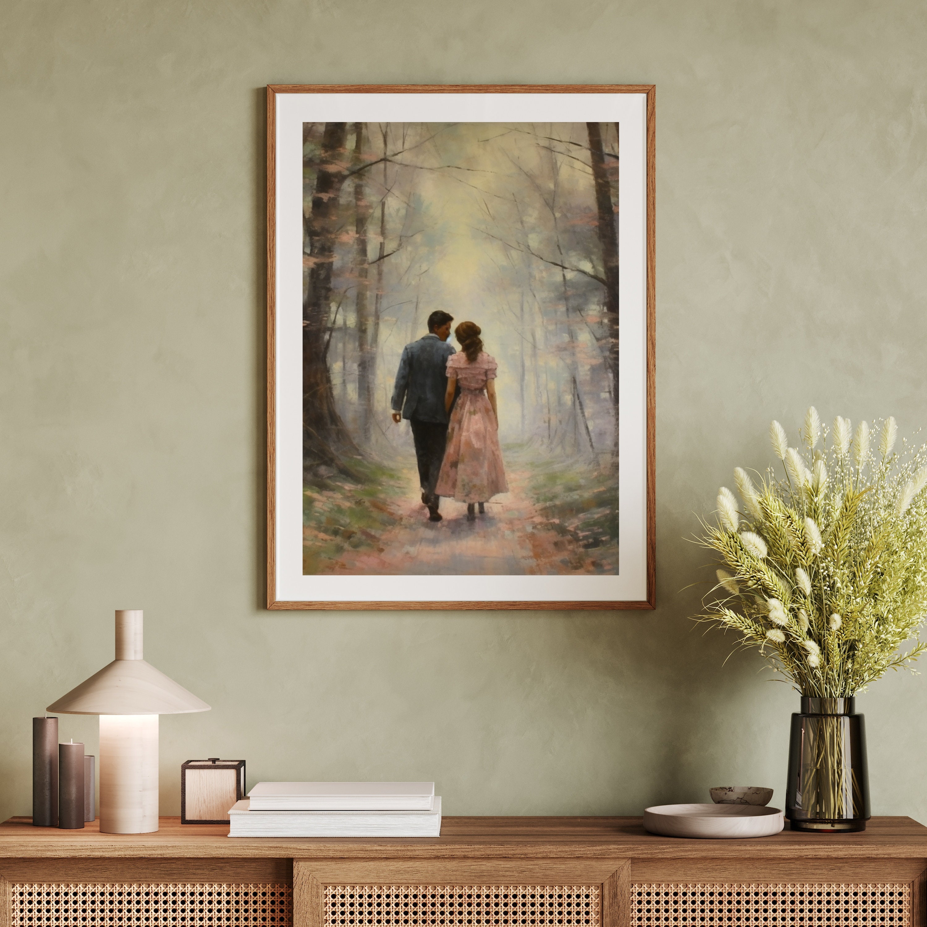 Antique Love Wall Art Vintage Romantic Couple Oil Painting Romantic ...