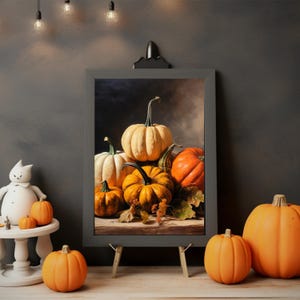 PRINTABLE Halloween Vintage Wall Art Fall Pumpkins Print Neutral Wall ...