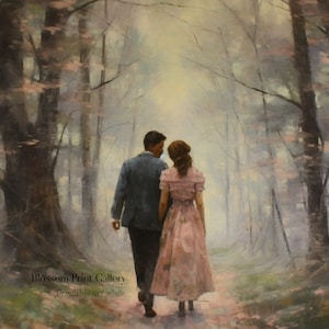 Antique Love Wall Art Vintage Romantic Couple Oil Painting Romantic ...
