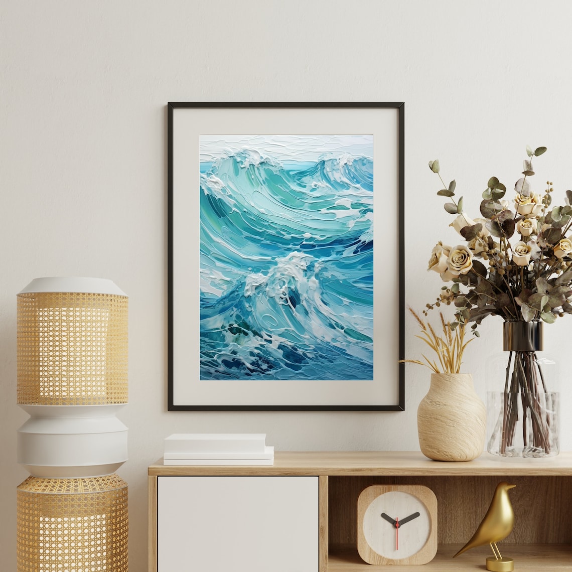 Vintage Coastal Seaside Painting Beach Wall Art Modern Minimalist Art ...