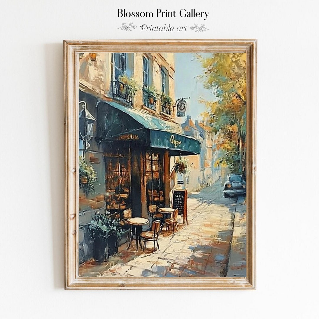 Timeless Coffee Shop Art, French Cafe Painting Art Print, Coffee Shop ...