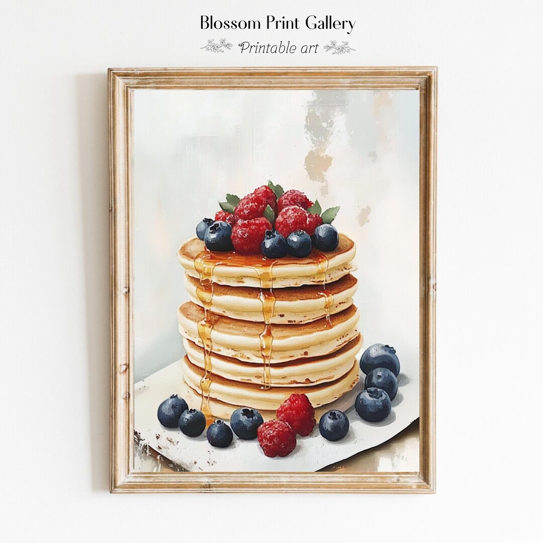 Pancake Print, Food Wall Art, Pancake Breakfast Print, Kitchen ...