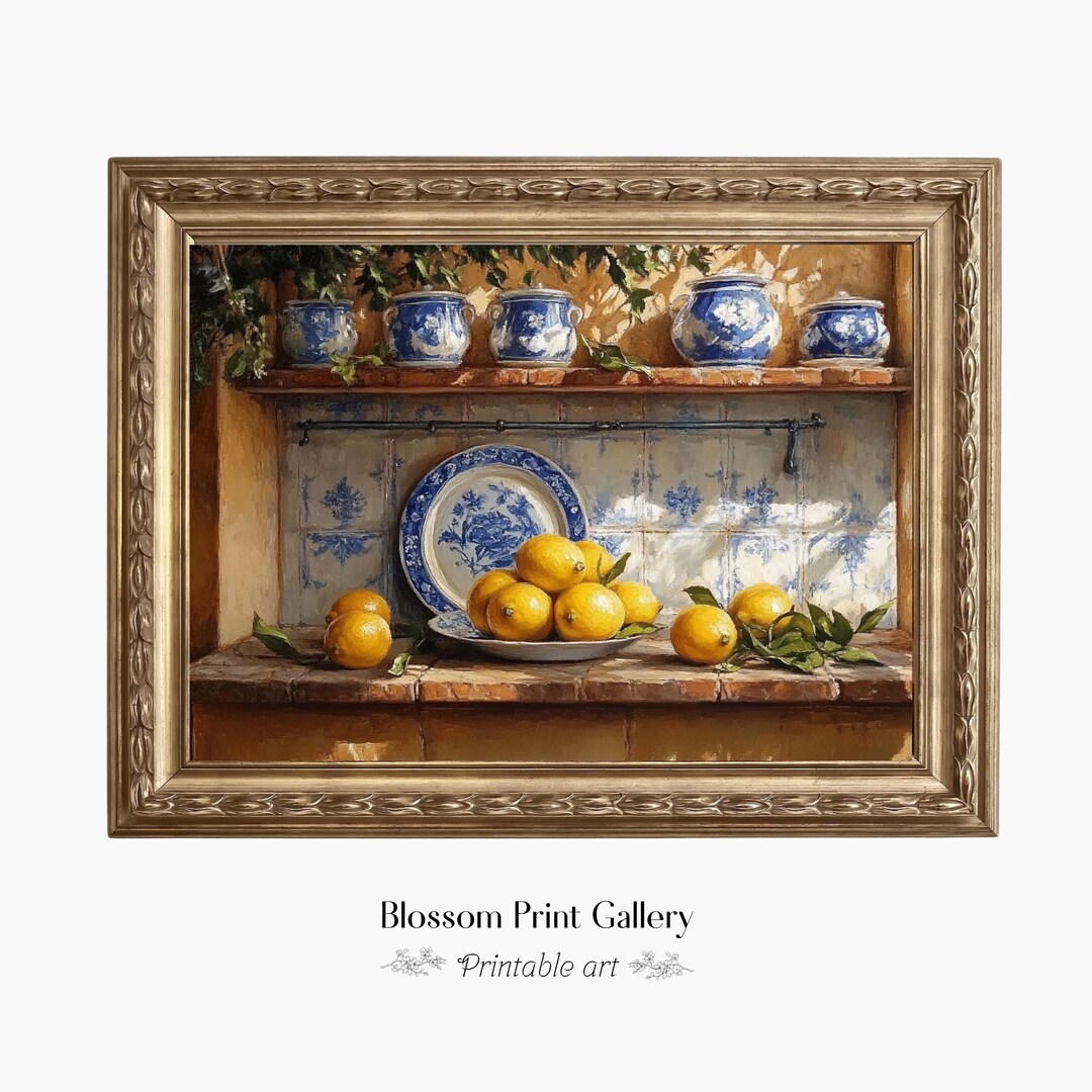 Mediterranean Still Life Paint Kitchen Art Summer Cottagecore Decor ...