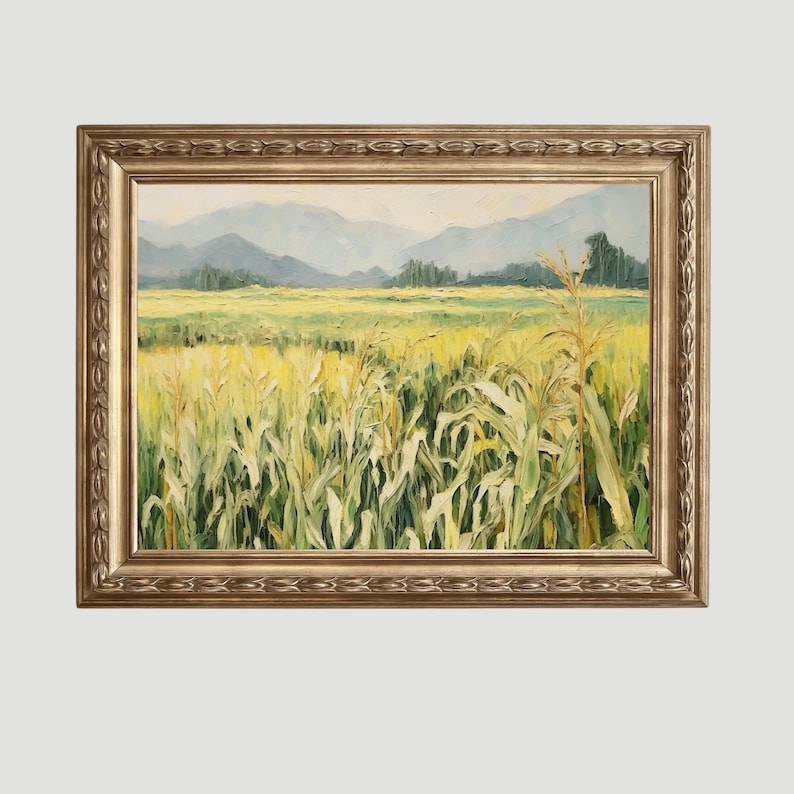 Printable Corn Field Landscape Oil Painting Farmhouse Decor Living Room ...