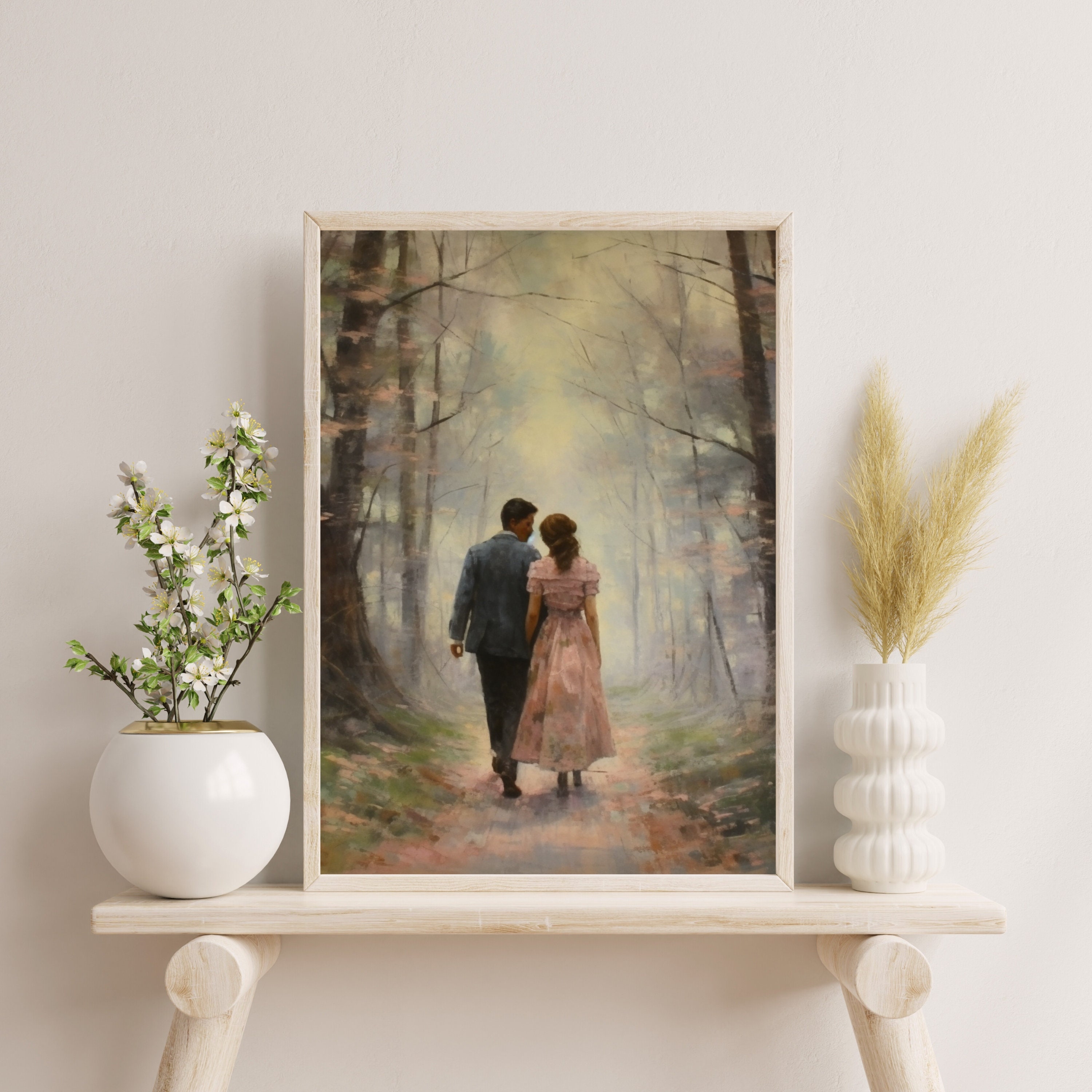 Antique Love Wall Art Vintage Romantic Couple Oil Painting Romantic Printable Victorian Love Art ...