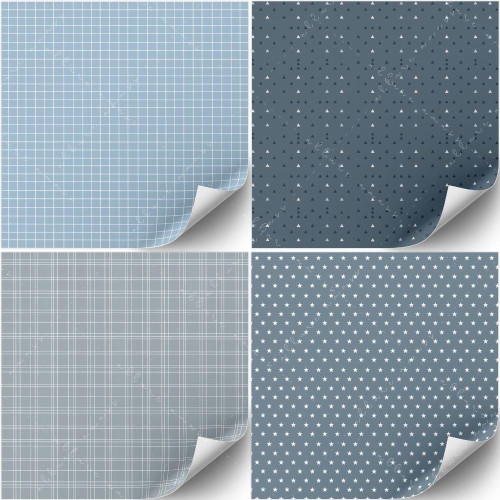 20 Seamless Steel Blue Patterns - Blue Tones Clipart for Fabric ...