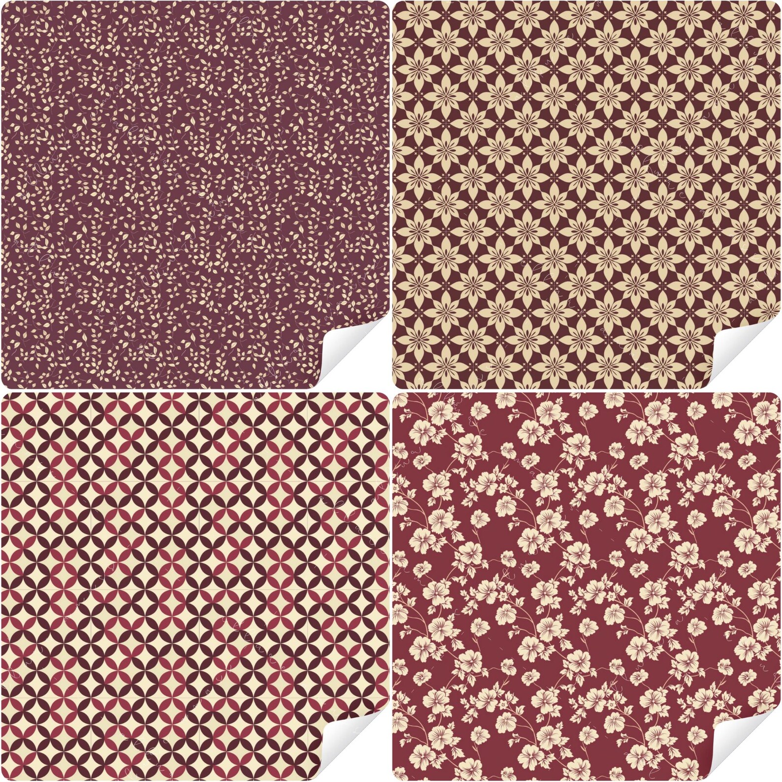 Sunset Glow Digital Paper Pack – Maroon and Sunset Beige Seamless ...