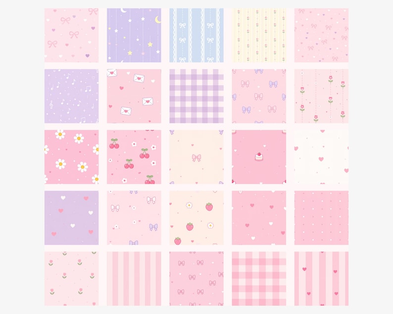 Buy Cute Cozy Seamless Pattern Bundle PNG | Pastel Kawaii Digital Paper ...