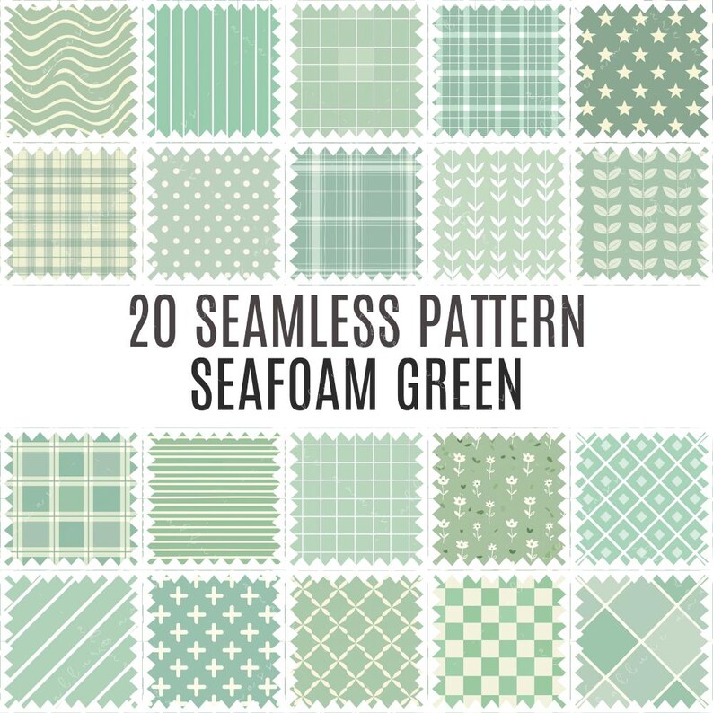 Seafoam Green Seamless Patterns | 20 High-resolution Digital Papers ...