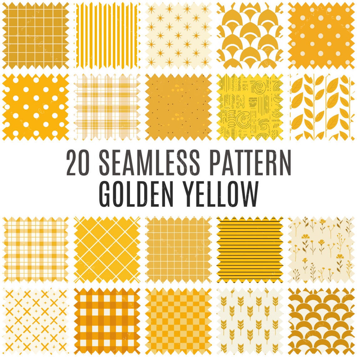 20 Golden Yellow Seamless Patterns - High-resolution Digital Papers ...