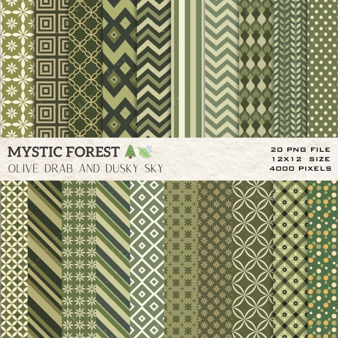 Mystic Forest | 20 Olive Drab & Dusky Sky| High Resolution Seamless ...