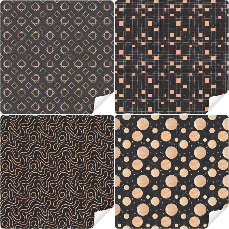 Modern Luxury Digital Paper | 20 Jet Black & Rose Gold Patterns ...
