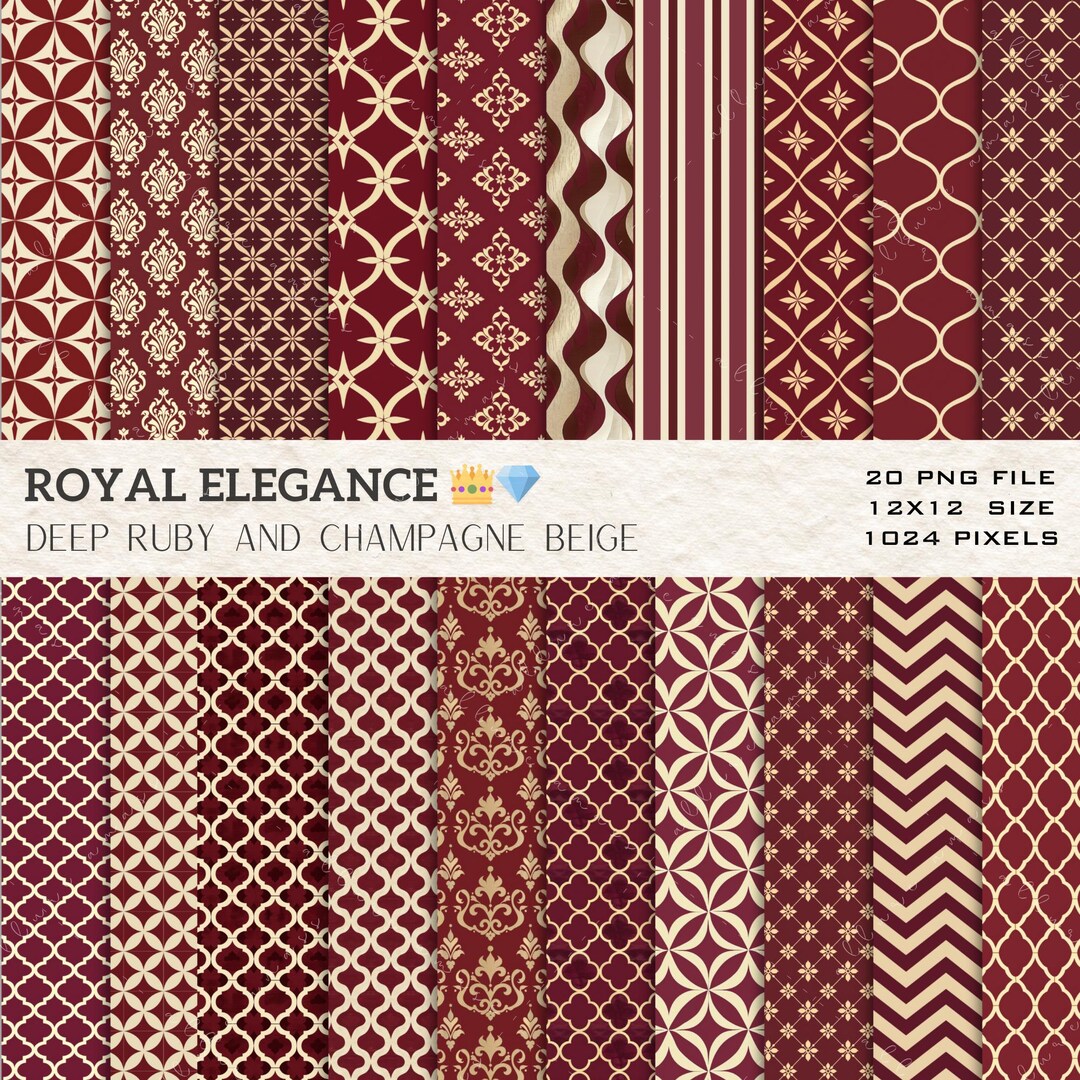 Deep Ruby and Champagne Beige Seamless Patterns – Royal Elegance ...