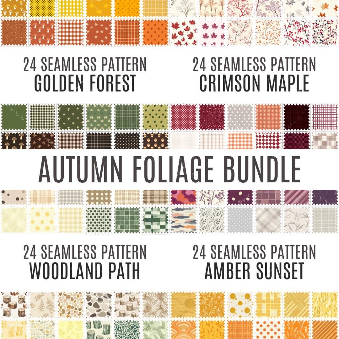 Autumn Foliage Bundle | 96 Seamless Patterns | Fall-inspired Digital ...