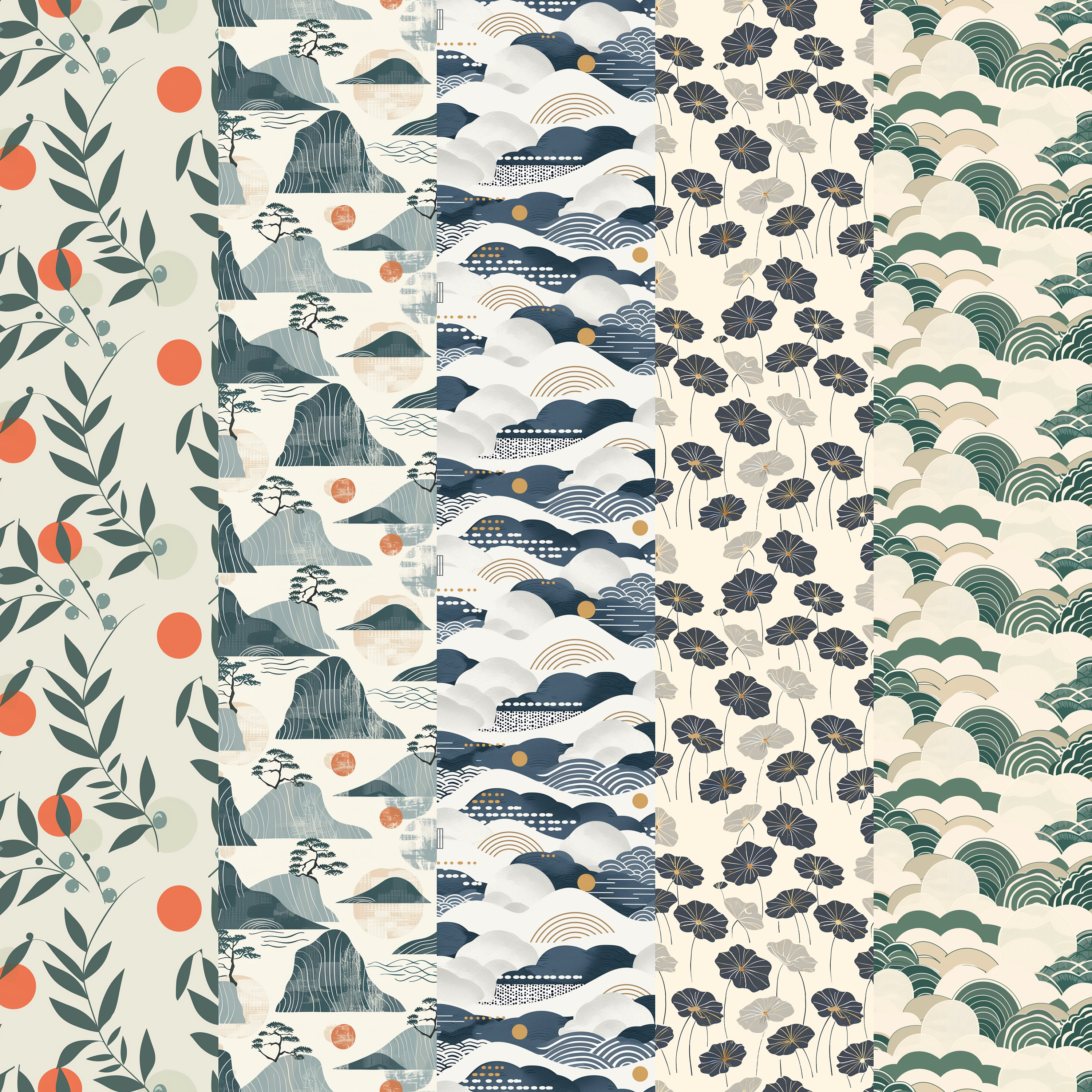 Japanese Zen Pattern Collection Seamless Digital Paper Pack, Minimalist ...