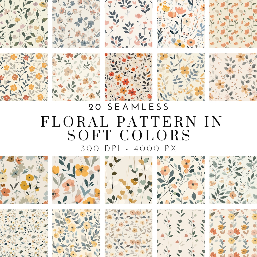 Minimalist Floral Digital Print - Seamless Soft Color Floral Pattern ...