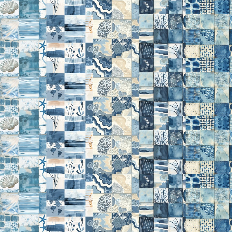 Coastal Serenity Digital Paper Pack - 20 Seamless Oceanic Patterns ...