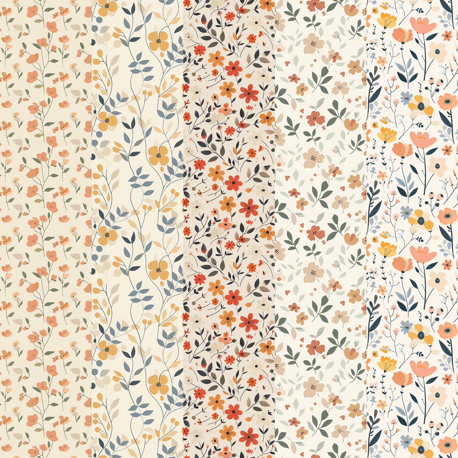 Minimalist Floral Digital Print - Seamless Soft Color Floral Pattern ...