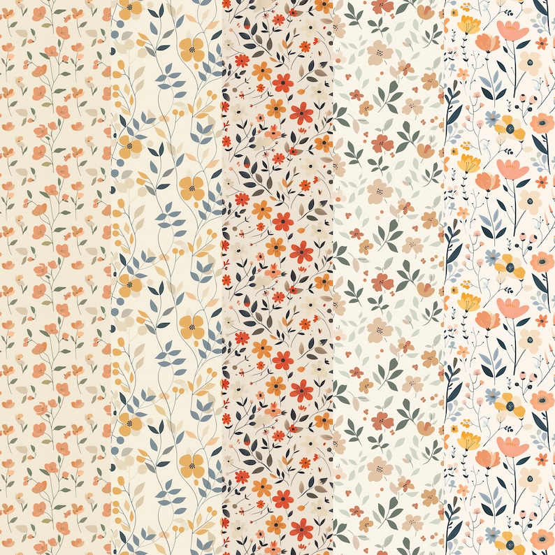 Minimalist Floral Digital Print - Seamless Soft Color Floral Pattern ...