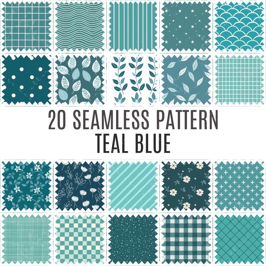 20 Teal Blue Seamless Patterns - High-resolution Digital Papers ...