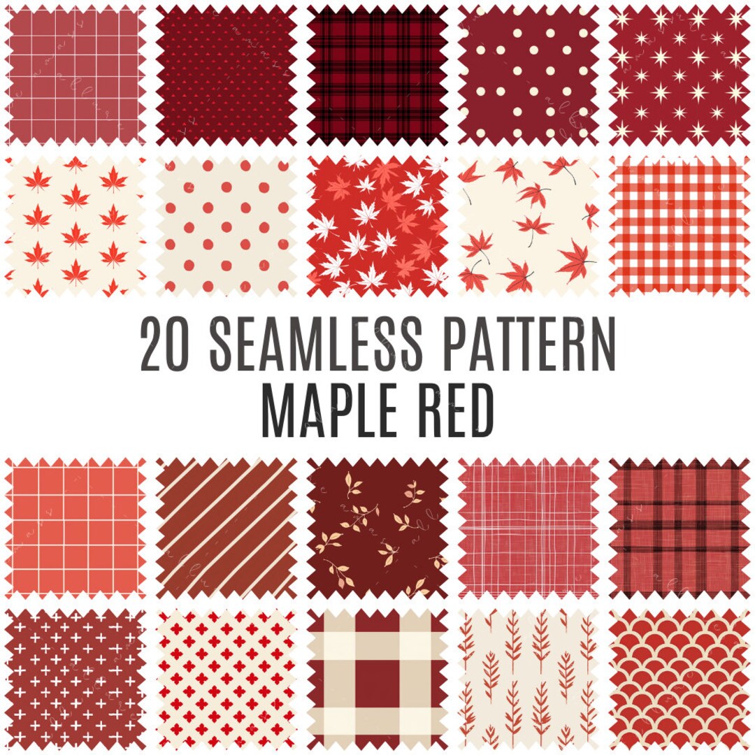 20 Maple Red Seamless Patterns - High-resolution Digital Papers ...
