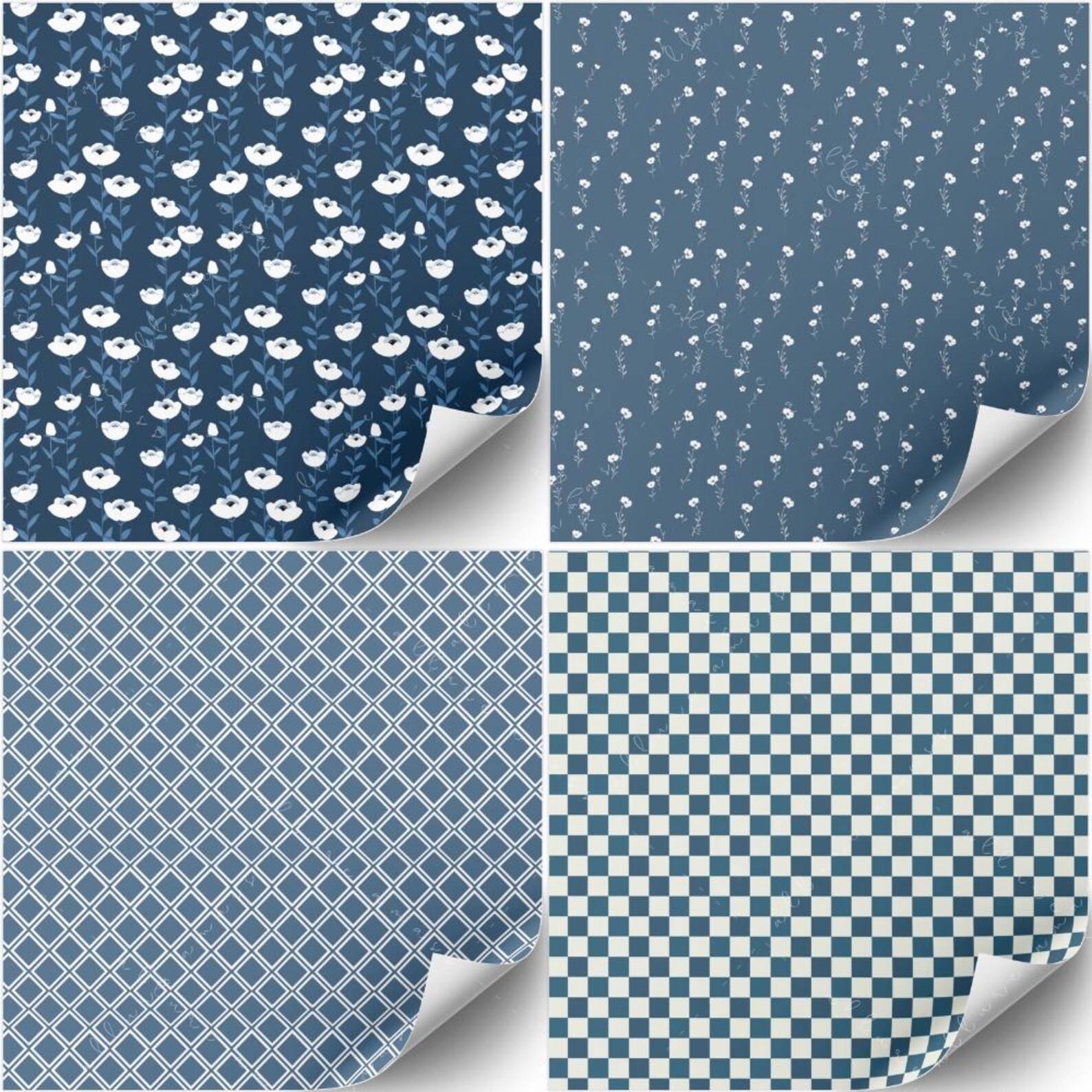 Marine Blue Seamless Patterns | 20 High-resolution Digital Papers ...