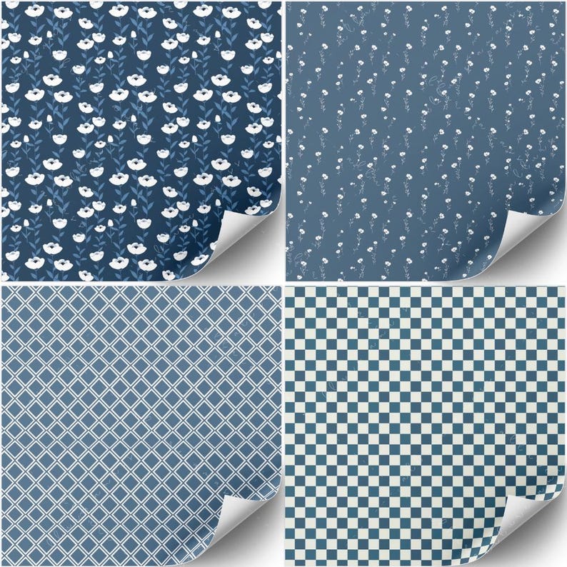 Marine Blue Seamless Patterns | 20 High-resolution Digital Papers ...