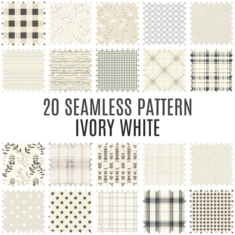 20 Ivory White Seamless Patterns - High-resolution Digital Papers ...