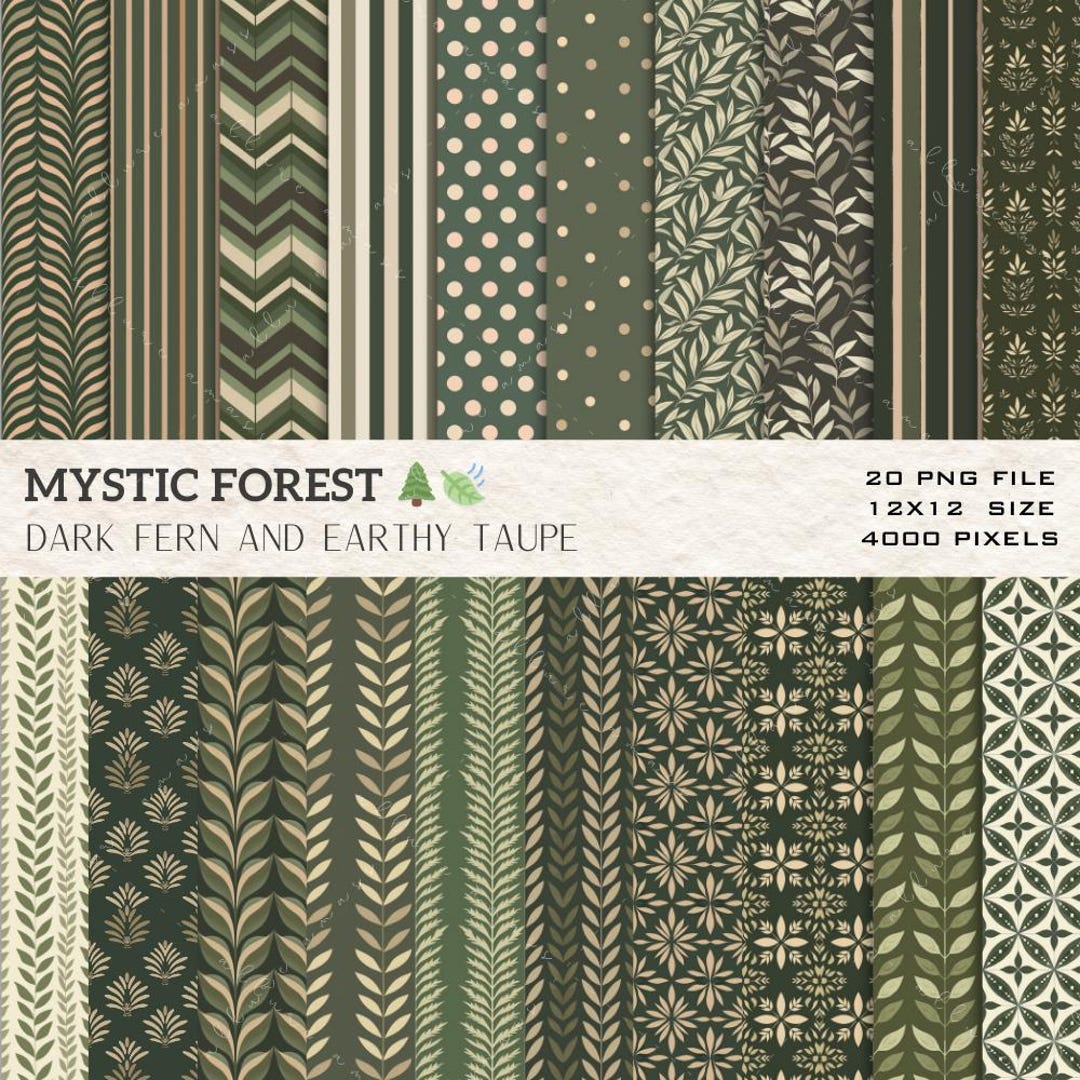 Mystic Forest | 20 Dark Fern & Earthy Taupe| High Resolution Seamless ...