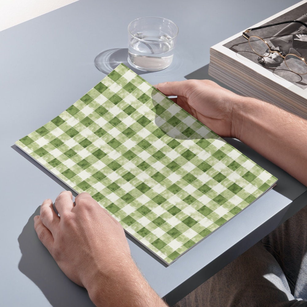 Green Watercolor Checkered Digital Paper Pack Seamless Gingham Patterns ...