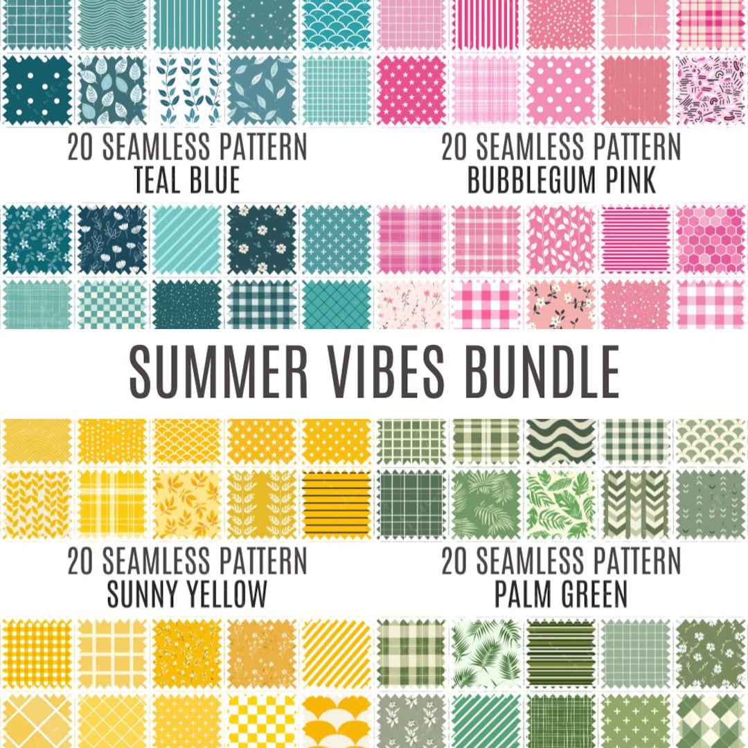 Summer Vibes Bundle | 80 Seamless Patterns | High Resolution Digital ...