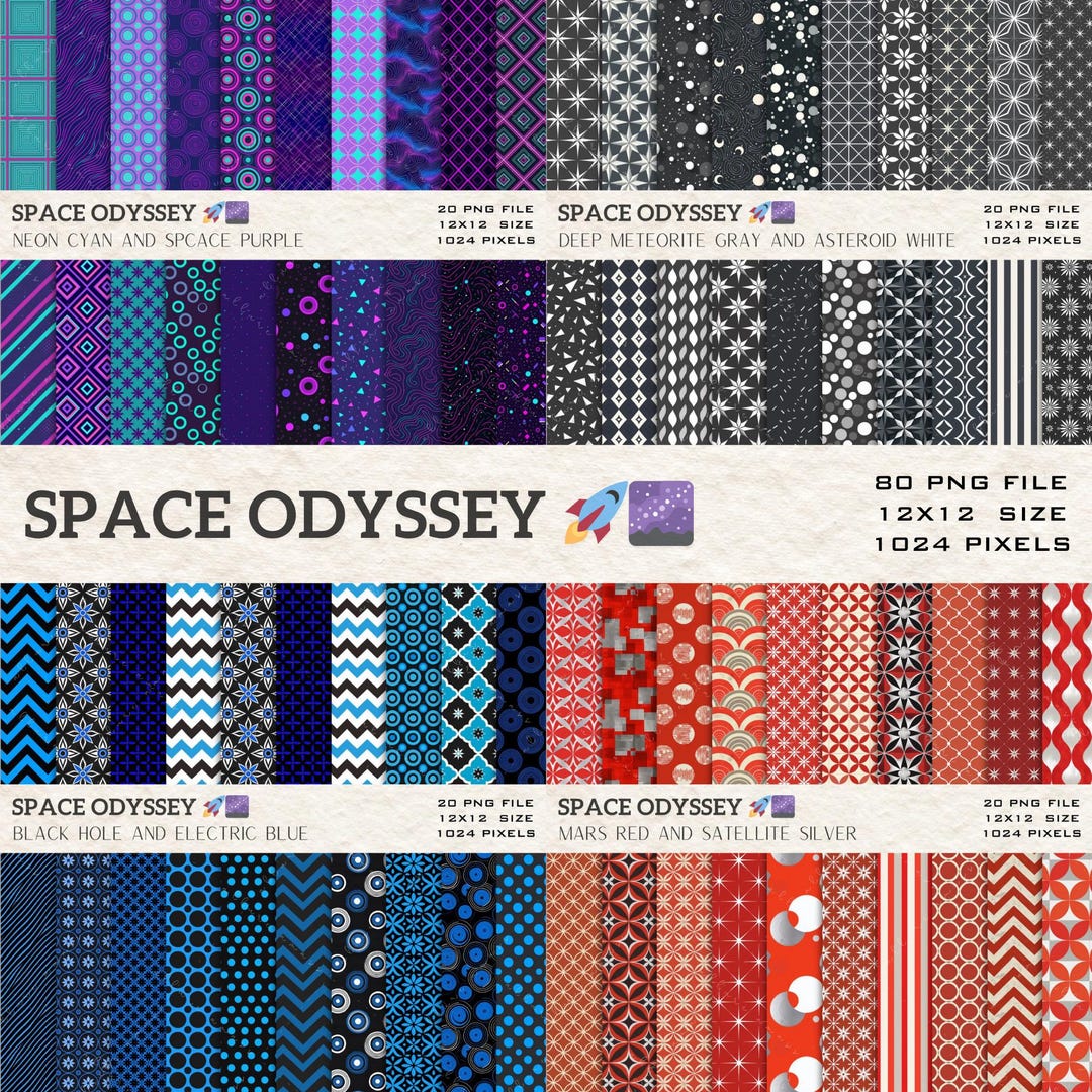 Space Odyssey Digital Paper Bundle | 80 Seamless Galaxy Patterns ...
