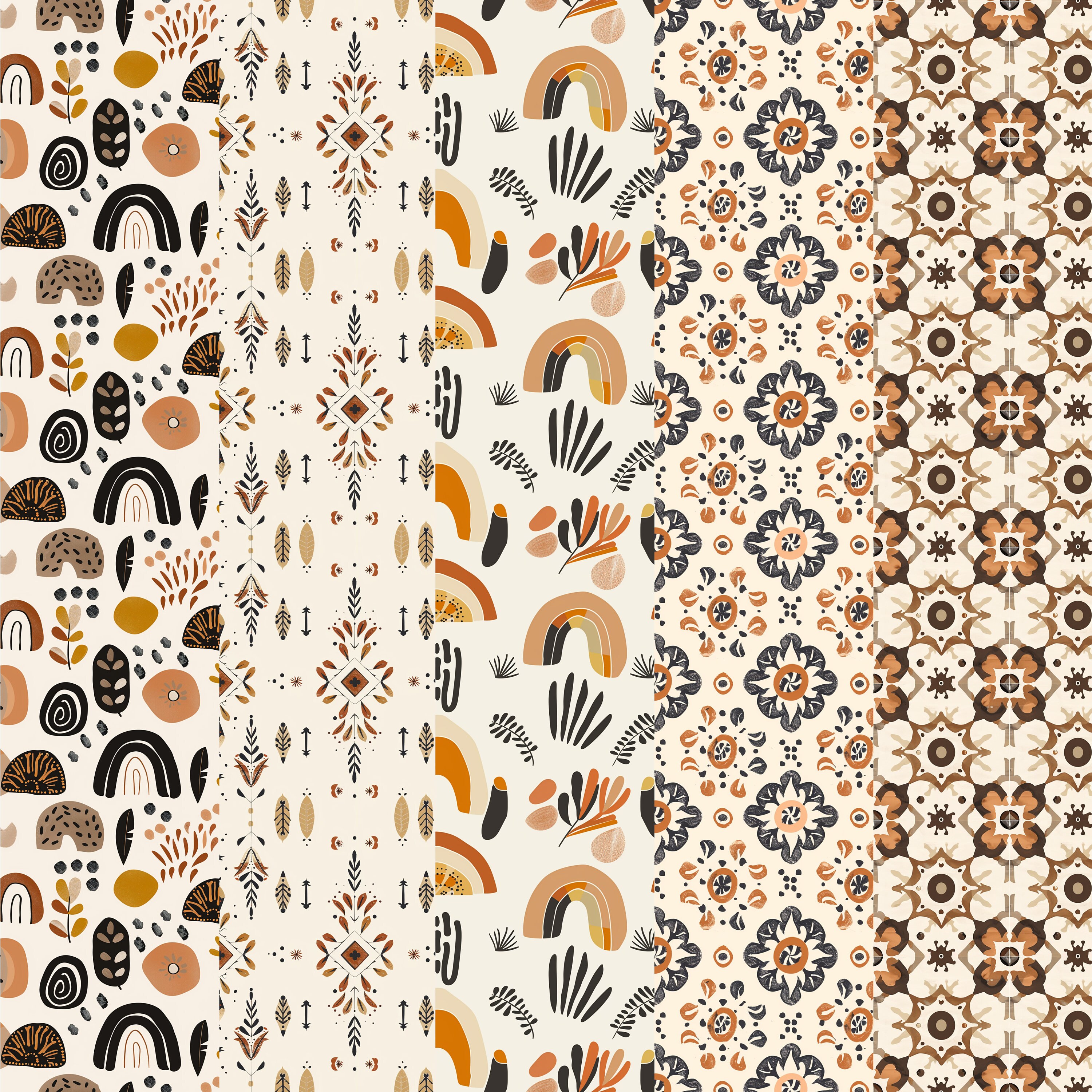 Boho Chic Seamless Pattern Bundle - Earthy Tone Digital Paper Pack ...