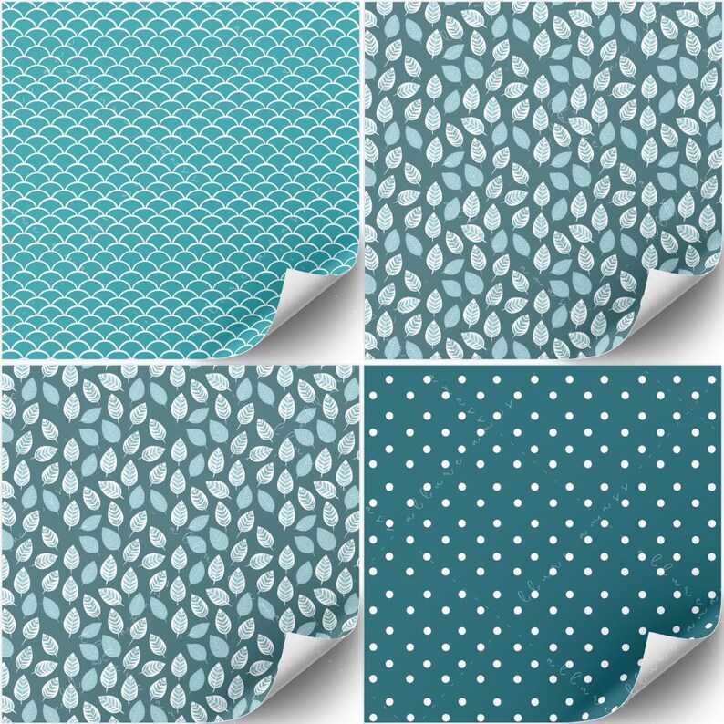 20 Teal Blue Seamless Patterns - High-resolution Digital Papers ...