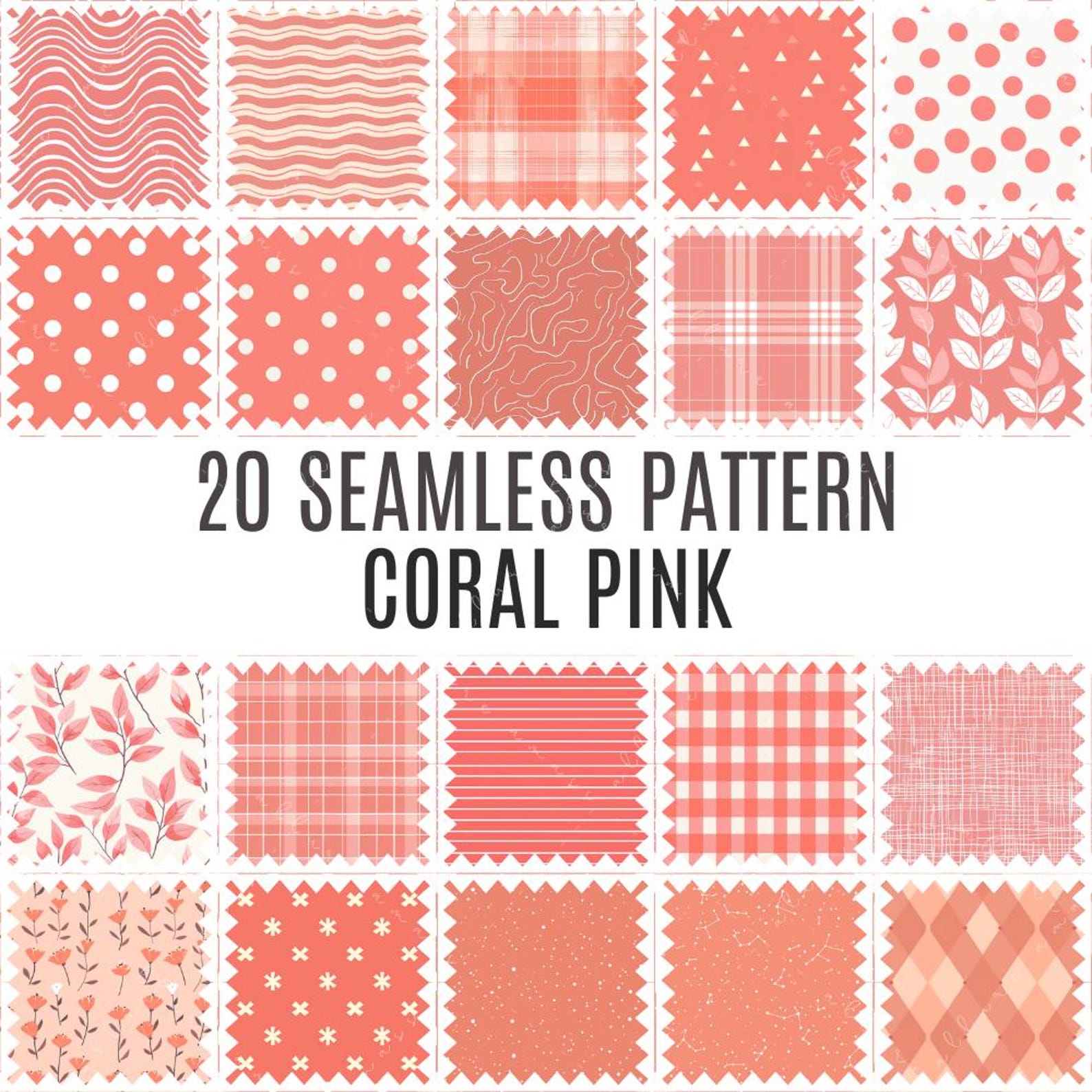80 Seamless Coastal Breeze Patterns - Coral Pink, Seafoam Green, Sandy ...